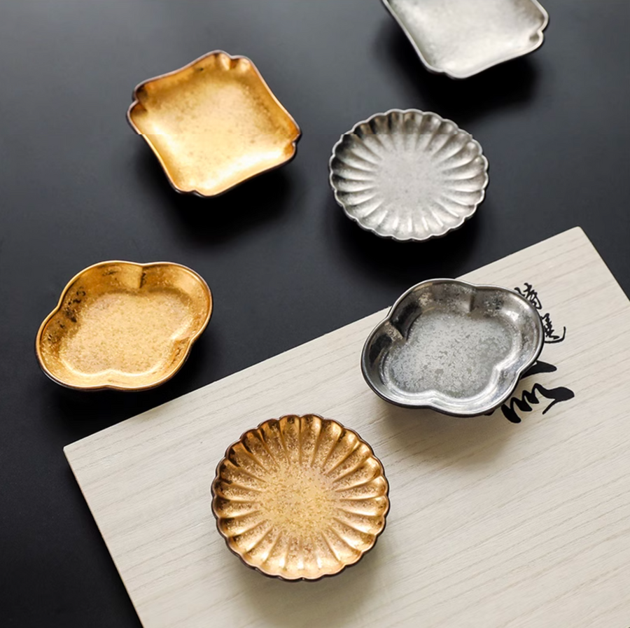 Hasami Ware Toyotsu Handcrafted Gold and Silver Decorated Dessert Plat ...