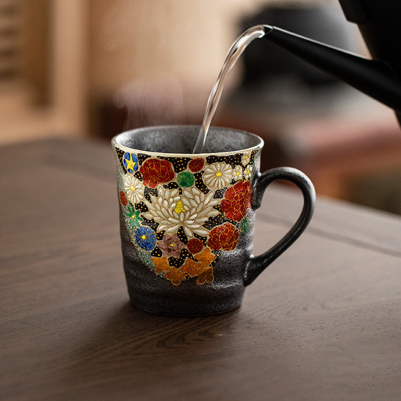 Kutani Ware Handcrafted Golden Floral Couple Mug Set – Wedding Gift ...